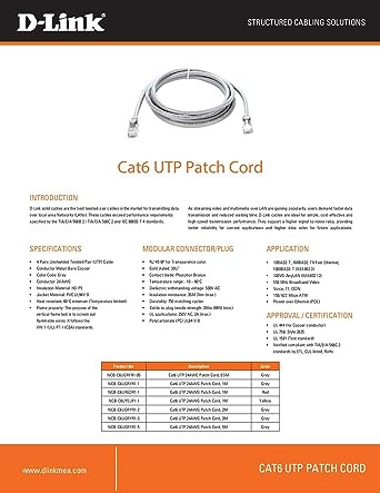 D-link Lancable RJ45 Cat-6 Ethernet Patch/LAN Cable,Dlink Lancable 3 M ...